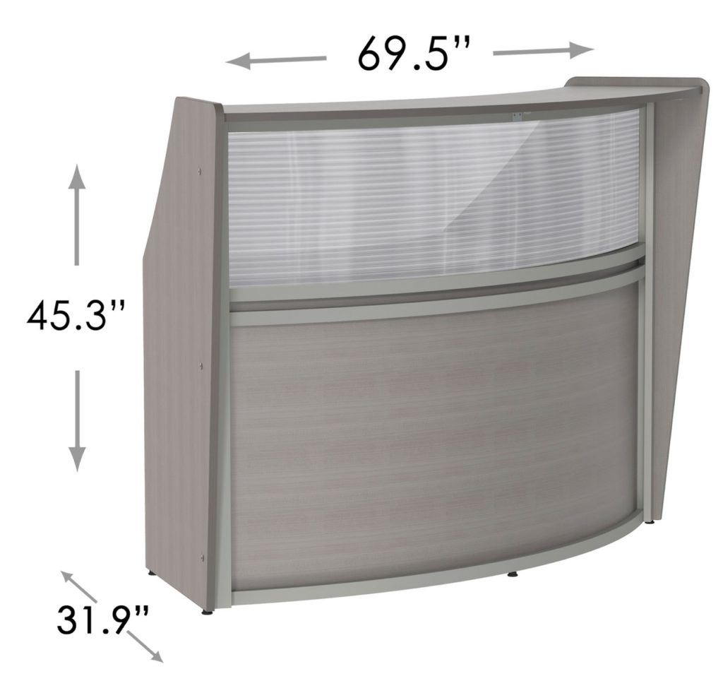 Curved Reception Desk With Counter & Clear Panel - No Mondays
